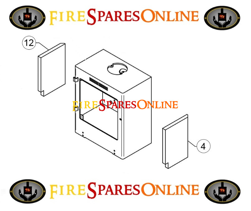 Stockton Mk2 View 5T Wood Burning Stove 1 Pair of Side Bricks
